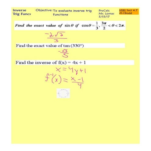 4 7 Inverse Trig Functions Pdf