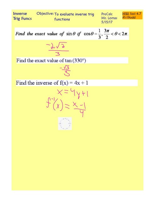 4 7 Inverse Trig Functions Pdf