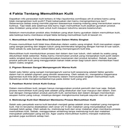 4 Fakta Tentang Memutihkan Kulit | PDF
