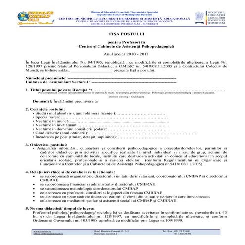 4. fisa postului | PDF