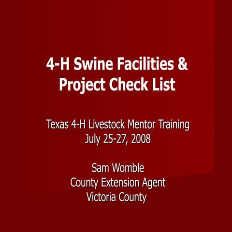 4 h swine facilities project checklist | PPT