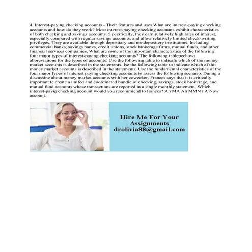 4- Interest-paying checking accounts - Their features and uses What ar.docx