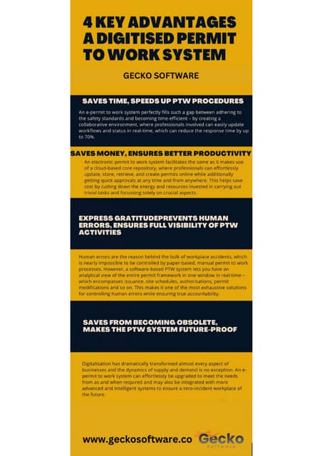 Benefits of Permit-to-Work Software – Gecko Software | PDF