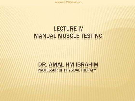 Manual muscle testing | PDF | Death, Injury, or Military Conflict ...
