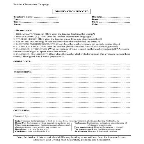 4-Observaion record 1 for ED-Qual.pdf for teaching | PDF