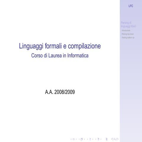 Linguaggi Formali e Compilazione: Parsing | PDF | Programming Languages | Computing