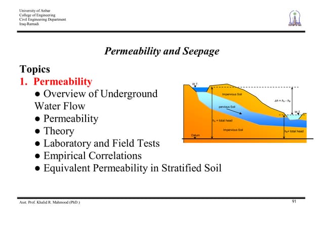Geotechnical Engineering-I [Lec #24: Soil Permeability - II] | PPSX