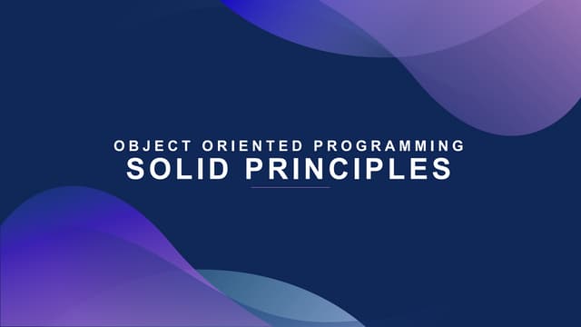 4 Object Oriented Programmings Solid Principles Sameer Siddiqui Ppt