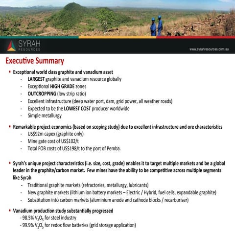 Syrah Resources (ASX:SYR) Investor Presentation September 2014 | PDF