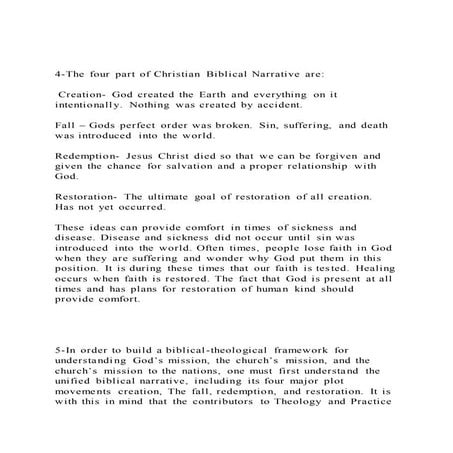 4-The four part of Christian Biblical Narrative are Creatio | DOCX