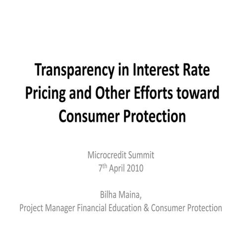 AMERMS Workshop 4: Transparency in Interest Rate Pricing (PPT by Billha ...