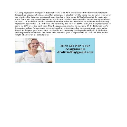 4 Using Regression Analysis To Forecast Assets The AFN Equation Aod T docx 4 Using Regression Analysis To Forecast Assets The AFN Equation Aod T docx