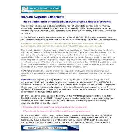 40 100 gigabit ethernet for virtualized data center and campus networks | PDF