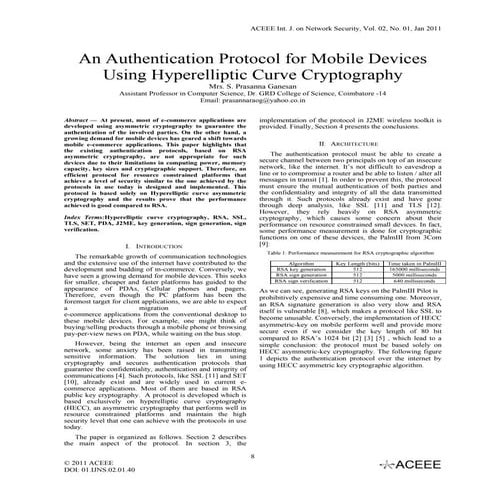 An Authentication Protocol for Mobile Devices Using Hyperelliptic Curve Cryptography | PDF ...