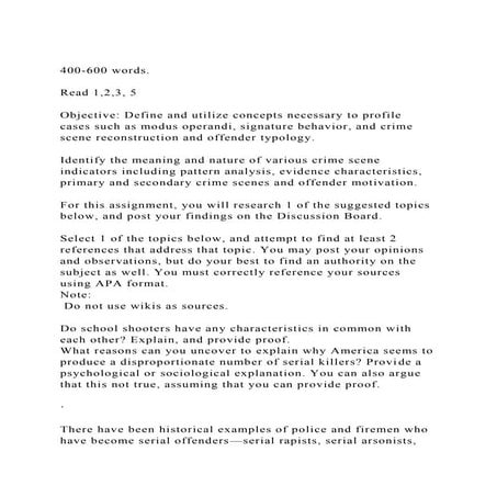 400-600 words.Read 1,2,3, 5Objective Define and utilize c.docx