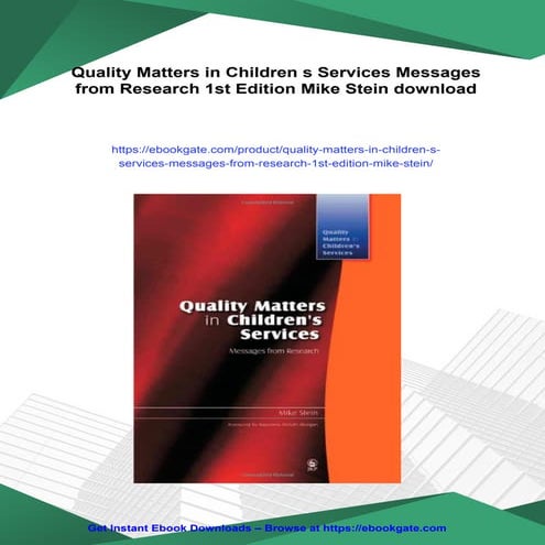 Quality Matters in Children s Services Messages from Research 1st ...