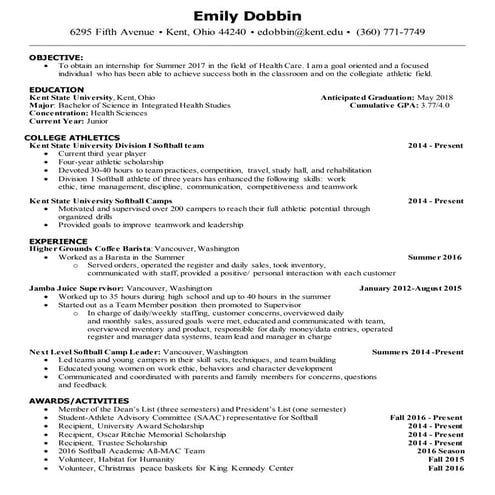 Emily Dobbin Resume. | PDF