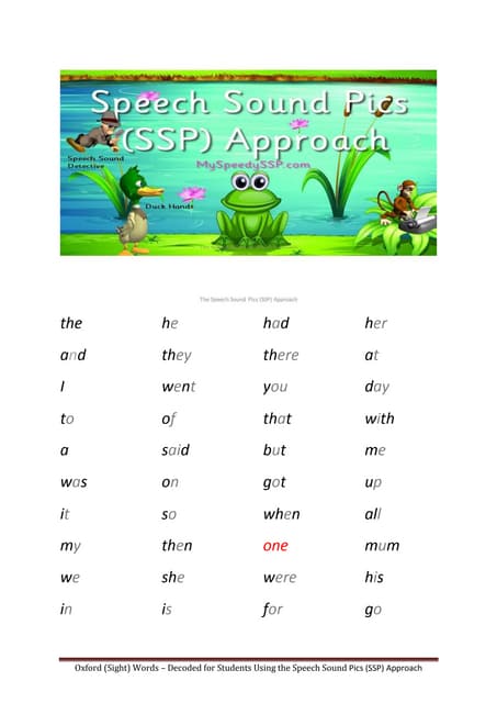 Speech Sound Pics Check - All 4 SSP Levels | PDF