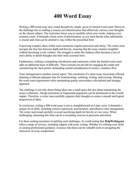 400 Word Essay Sample | PDF