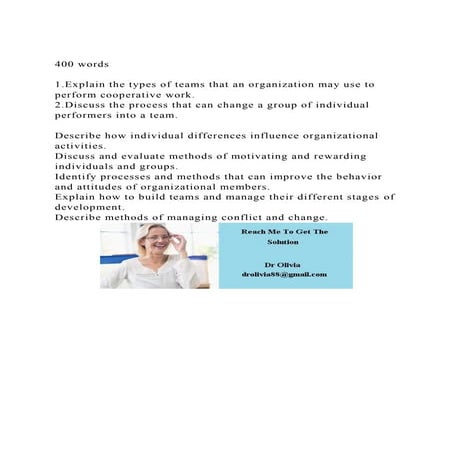 400 words 1.Explain the types of teams that an organization ma.docx