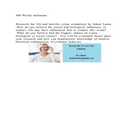 400 Words minimum Research the life and horrific crime committ | PDF