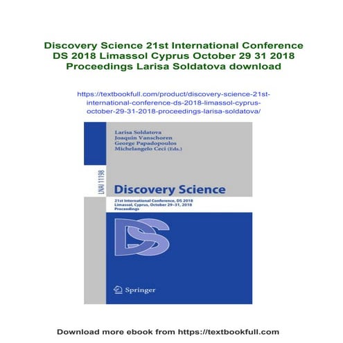 Discovery Science 21st International Conference DS 2018 Limassol Cyprus October 29 31 2018 ...