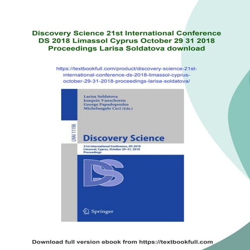 Discovery Science 21st International Conference DS 2018 Limassol Cyprus ...