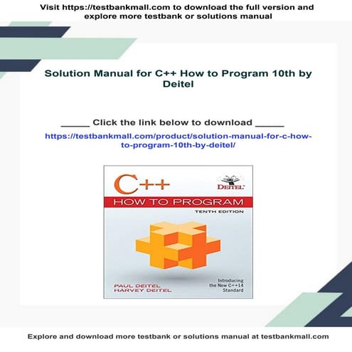 Solution Manual for C++ How to Program 10th by Deitel | PDF