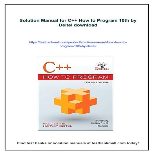 Solution Manual for C++ How to Program 10th by Deitel | PDF