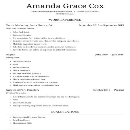 Amanda Cox Resume | PDF