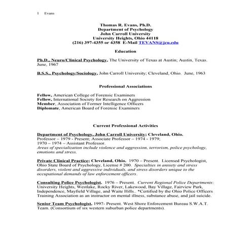 evans cv 2015 | DOC | Terrorism | Sensitive Topics
