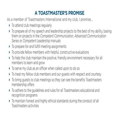 A Toastmaster's Promise | PDF