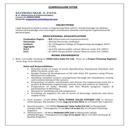 SATISH_CV | PDF | Civil Engineering Industry | Industries