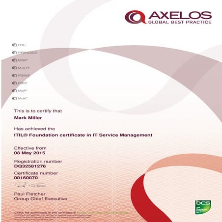 ITIL Certificate | PDF