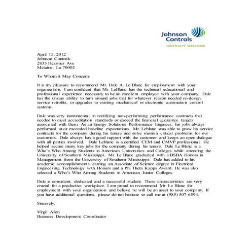 Virgil Allen Reference Letter | DOCX | Careers
