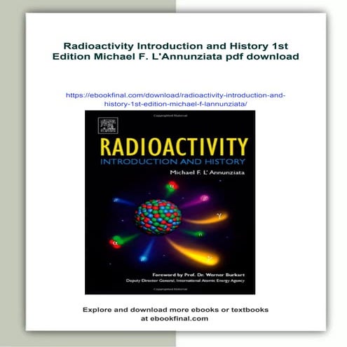 Radioactivity Introduction and History 1st Edition Michael F. L'Annunziata | PDF
