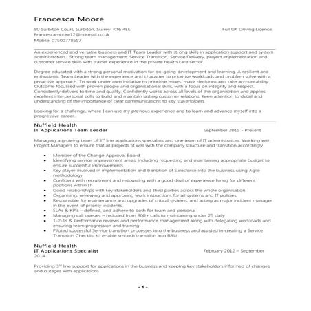 Francesca Moore CV 2015 | DOC