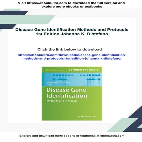 Disease Gene Identification Methods and Protocols 1st Edition Johanna K ...