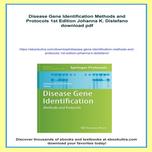 Disease Gene Identification Methods and Protocols 1st Edition Johanna K ...