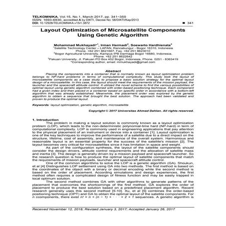 Layout Optimization Of Microsatellite Components Using Genetic Algorithm Pdf 7223