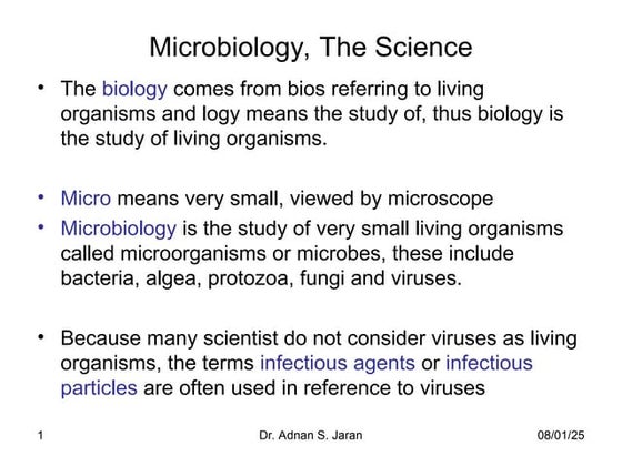 1 Introduction To Microbiology And Parasitology Lecture Ppt