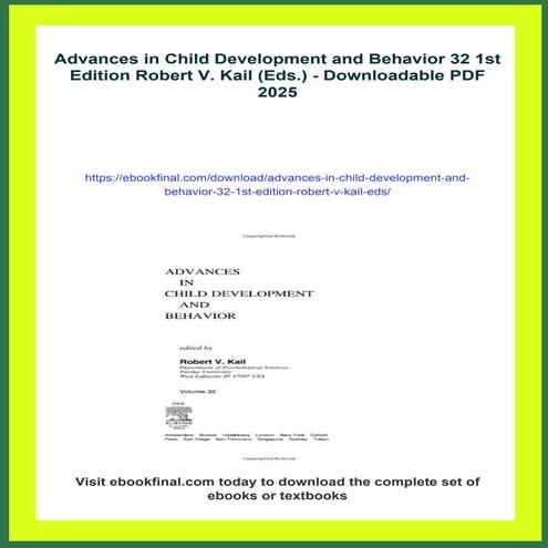 Advances in Child Development and Behavior 32 1st Edition Robert V. Kail (Eds.) | PDF