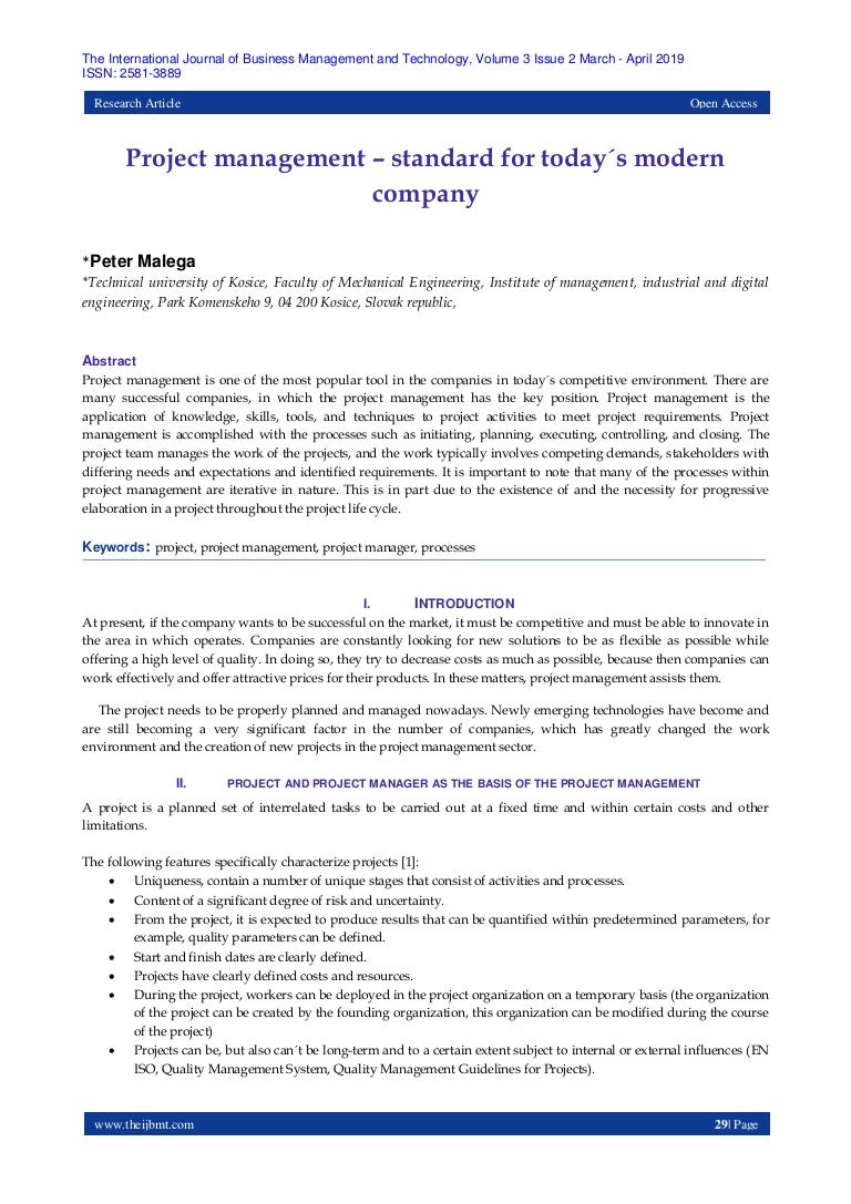 Project management – standard for today´s modern company