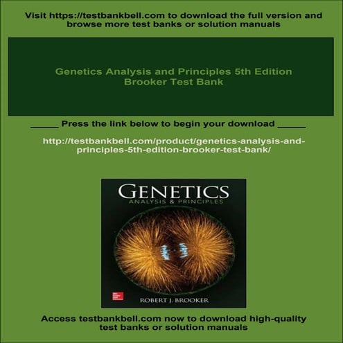 Genetics Analysis and Principles 5th Edition Brooker Test Bank | PDF