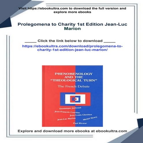 Prolegomena to Charity 1st Edition Jean-Luc Marion | PDF