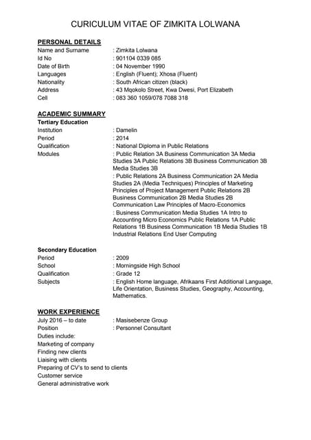 CV - Bongani Khumalo | PDF