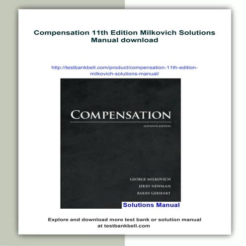 Compensation 11th Edition Milkovich Solutions Manual | PDF