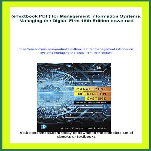 (eTextbook PDF) for Management Information Systems: Managing the ...