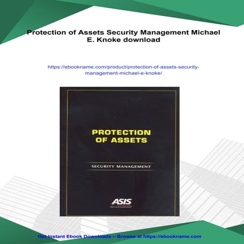 Protection of Assets Security Management Michael E. Knoke | PDF