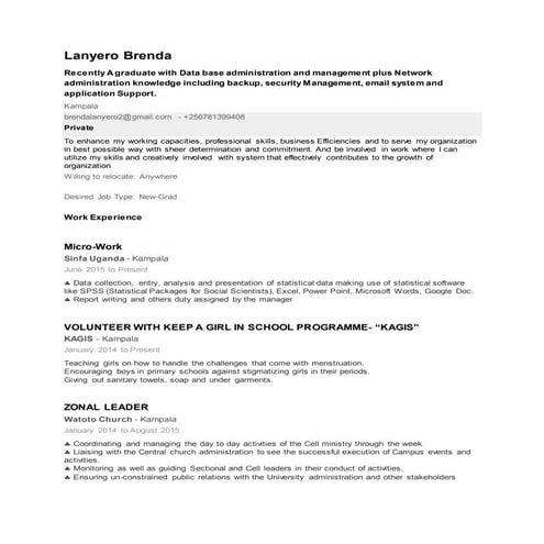 Lanyero Brenda RESUME (1) | PDF